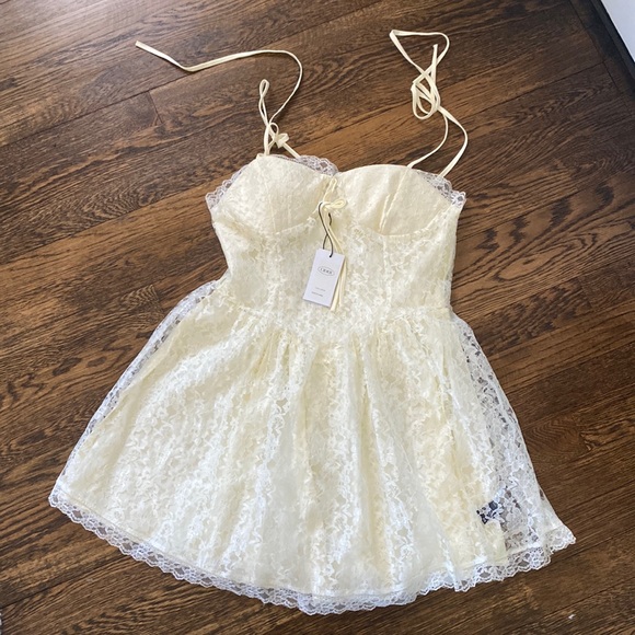Cider | Dresses | Nwt Cider Lace Baby Yellow Mini Fancy Sundress Padded ...